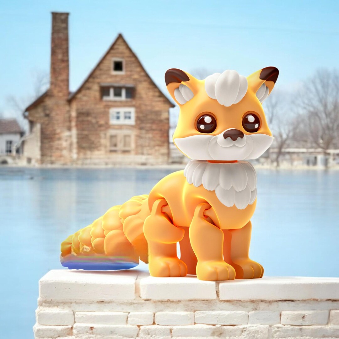 Flexy Cute Fox 3D Printed Poseable Fox Figurine Adorable Collectible ...