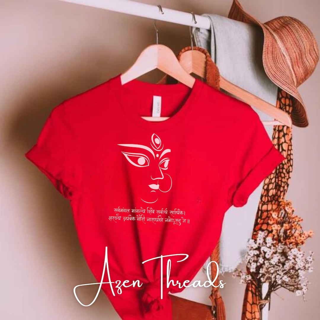 Maa Durga Shirt With Mantra, Hinduism God Shirt, Yoga Gifts, Divine ...