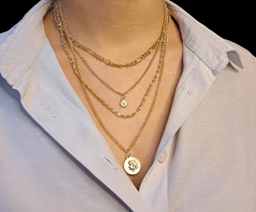 Multi-layered Necklace Gold Color Stylish Necklace - Etsy