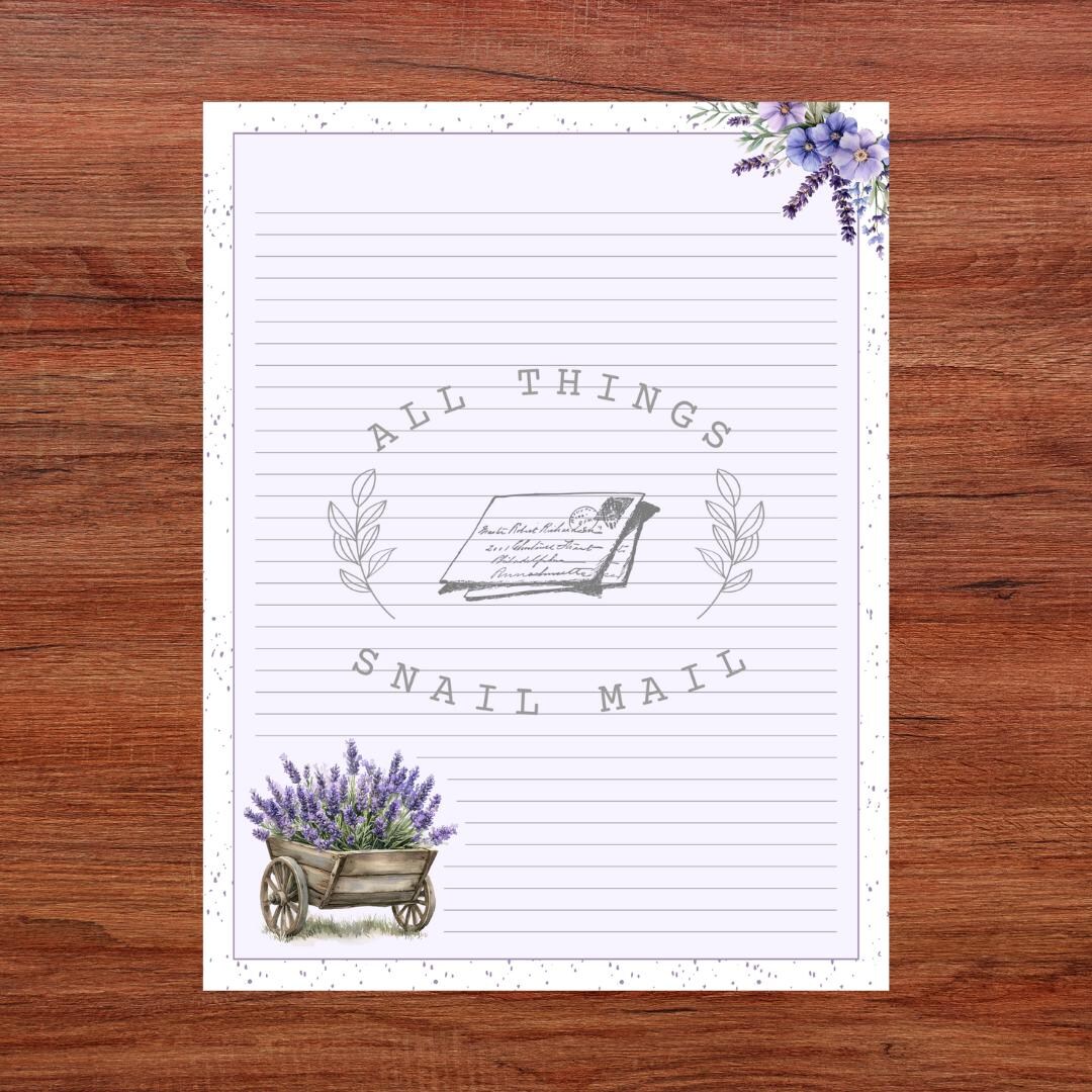 Lavender Cart - 50 Double-sided Loose Sheets of 8.5 X 11 Stationery - Etsy