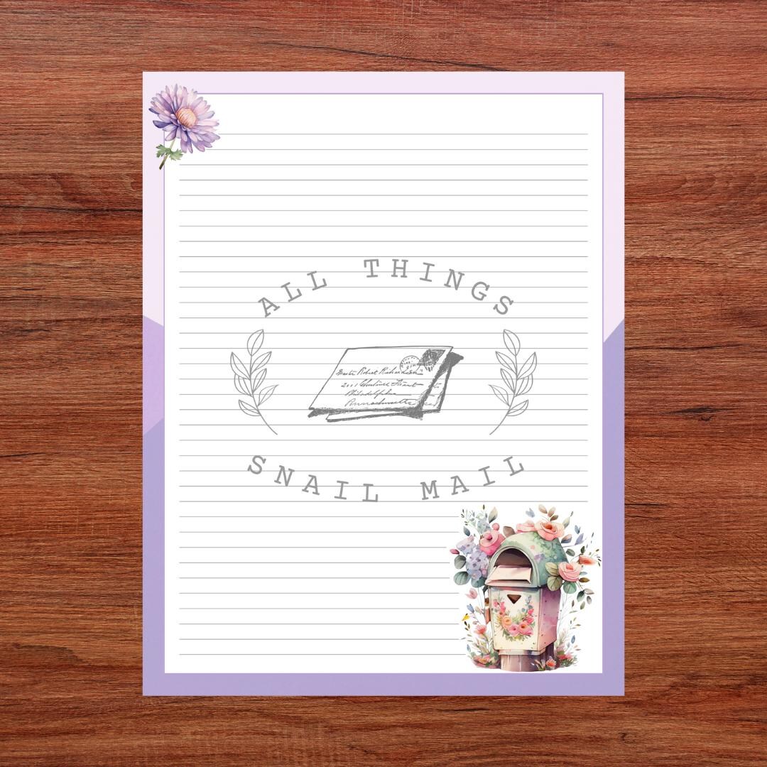 Mailbox With Flowers - 50 Double-sided Loose Sheets of 8.5 X 11 ...