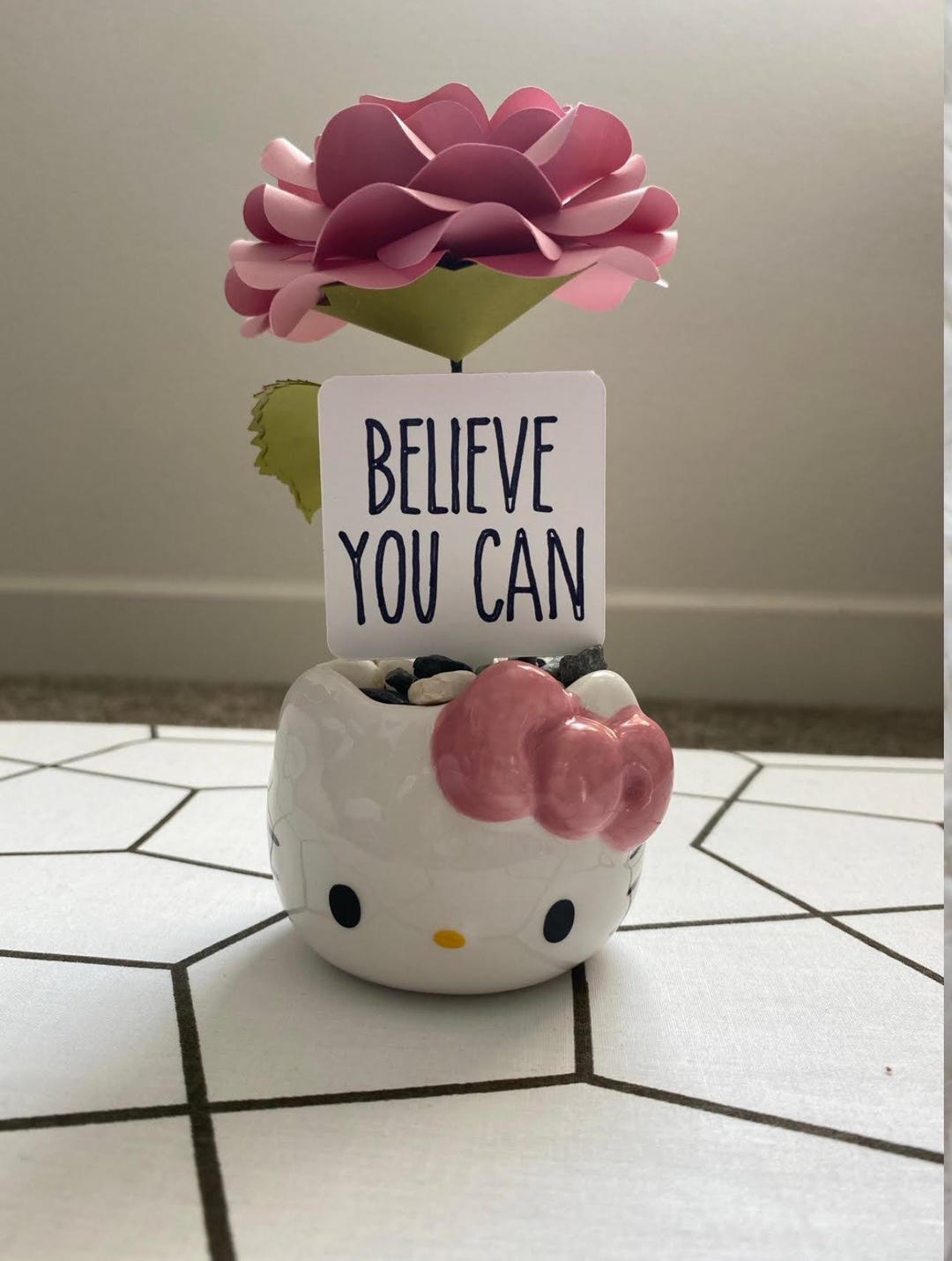 Hello Kitty Paper Flower Handmade Positivity Positive Home Decor Gift ...