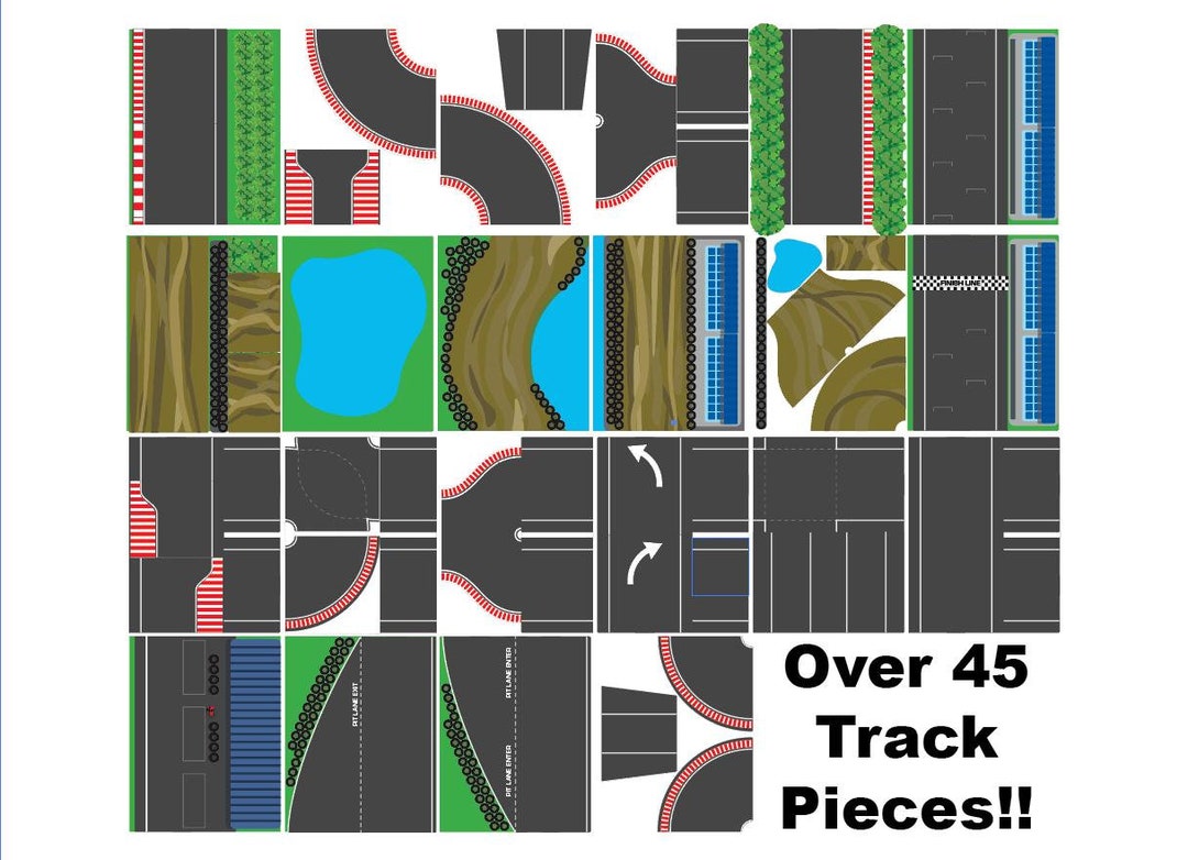 Race Track Toy Car Cutout, Hot Wheels & Matchbox, Printable Design, 40 ...