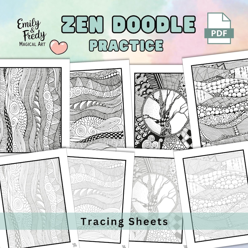 Zen Doodle Practice Sheets + Tracing Pages | Printable PDF | Zentangle ...