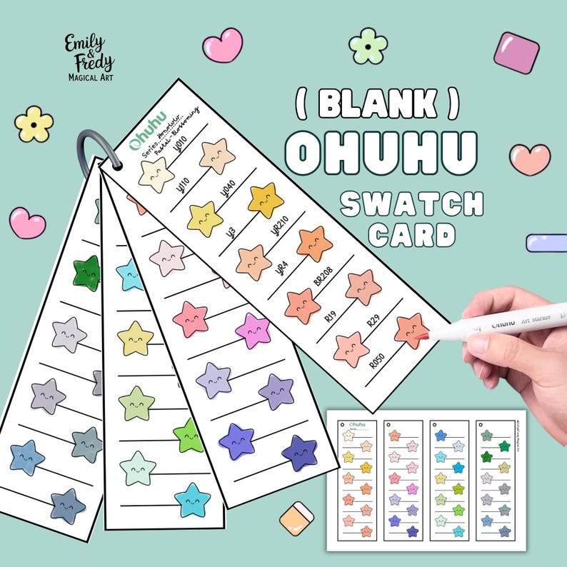 Ohuhu Marker Swatch Card Template: Printable Color Chart (digital ...