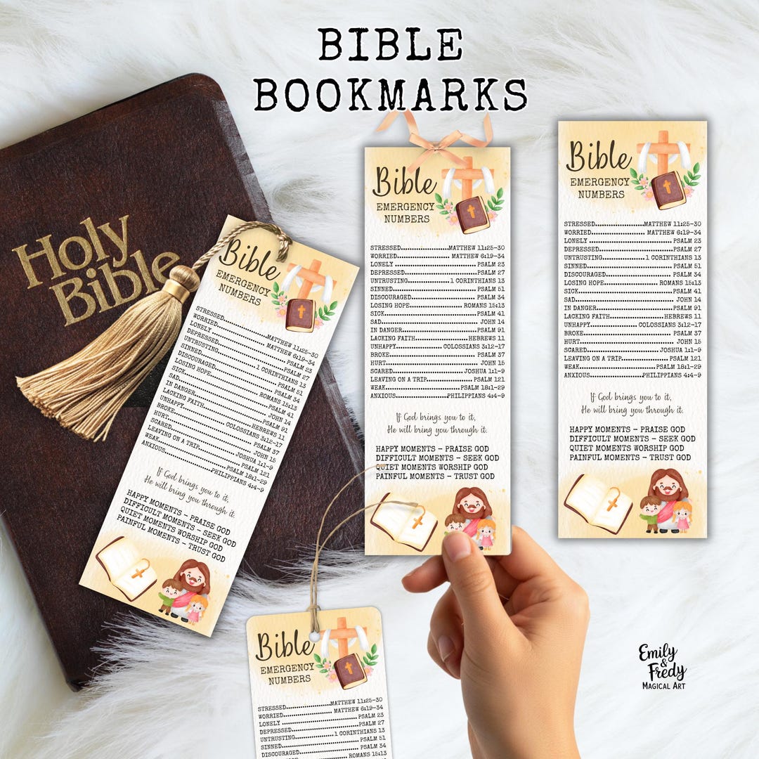Bible Emergency Numbers Bookmark | Christian Scripture Gift (PDF) - Etsy