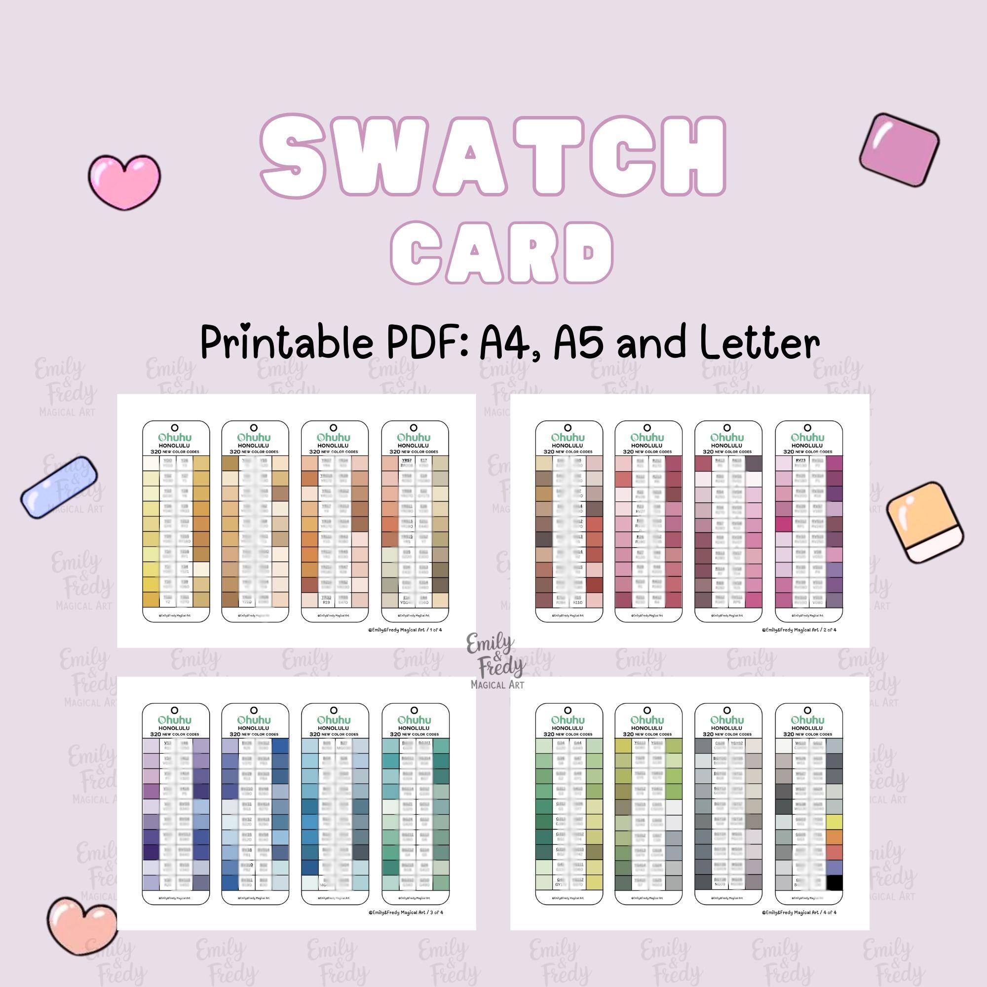 Ohuhu Honolulu 320 Marker Swatch Chart: New Codes, Printable Color ...