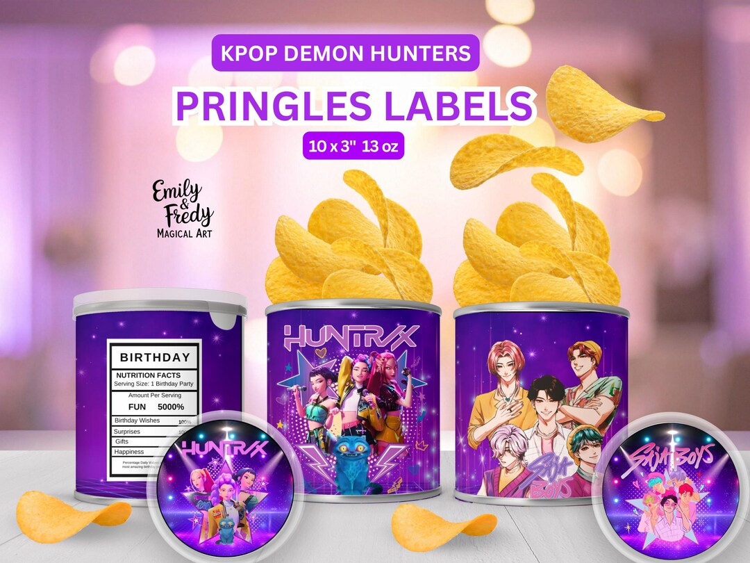 KPOP Pringles Labels – Demon Hunters Birthday Party Decor (digital ...