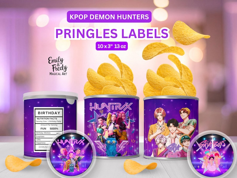 KPOP Pringles Labels – Demon Hunters Birthday Party Decor (digital ...