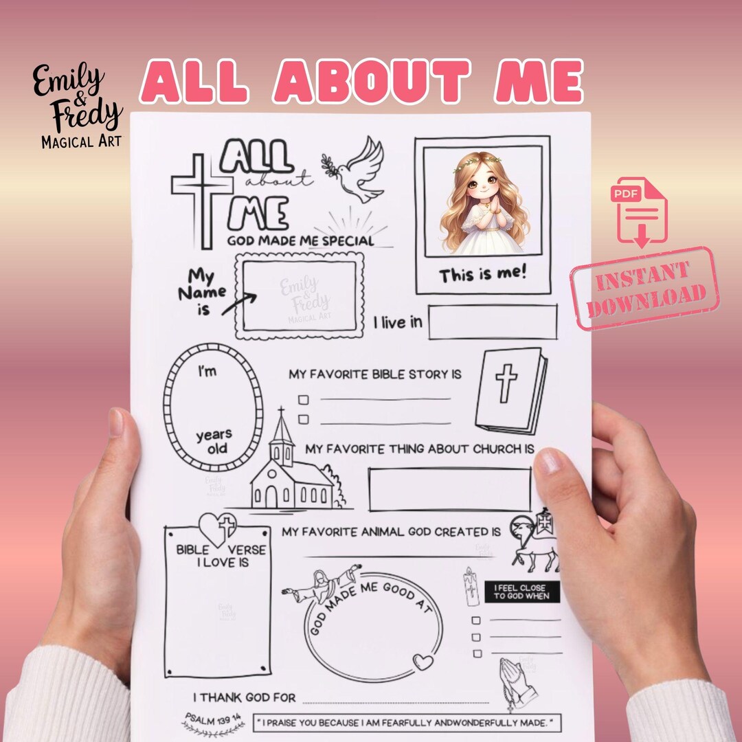 All About Me - God Made Me Special - Printable Worksheet (PDF) - Etsy
