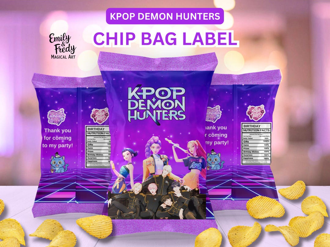 KPOP Demon Hunters Chip Bag Label | Birthday Party Favor (digital ...