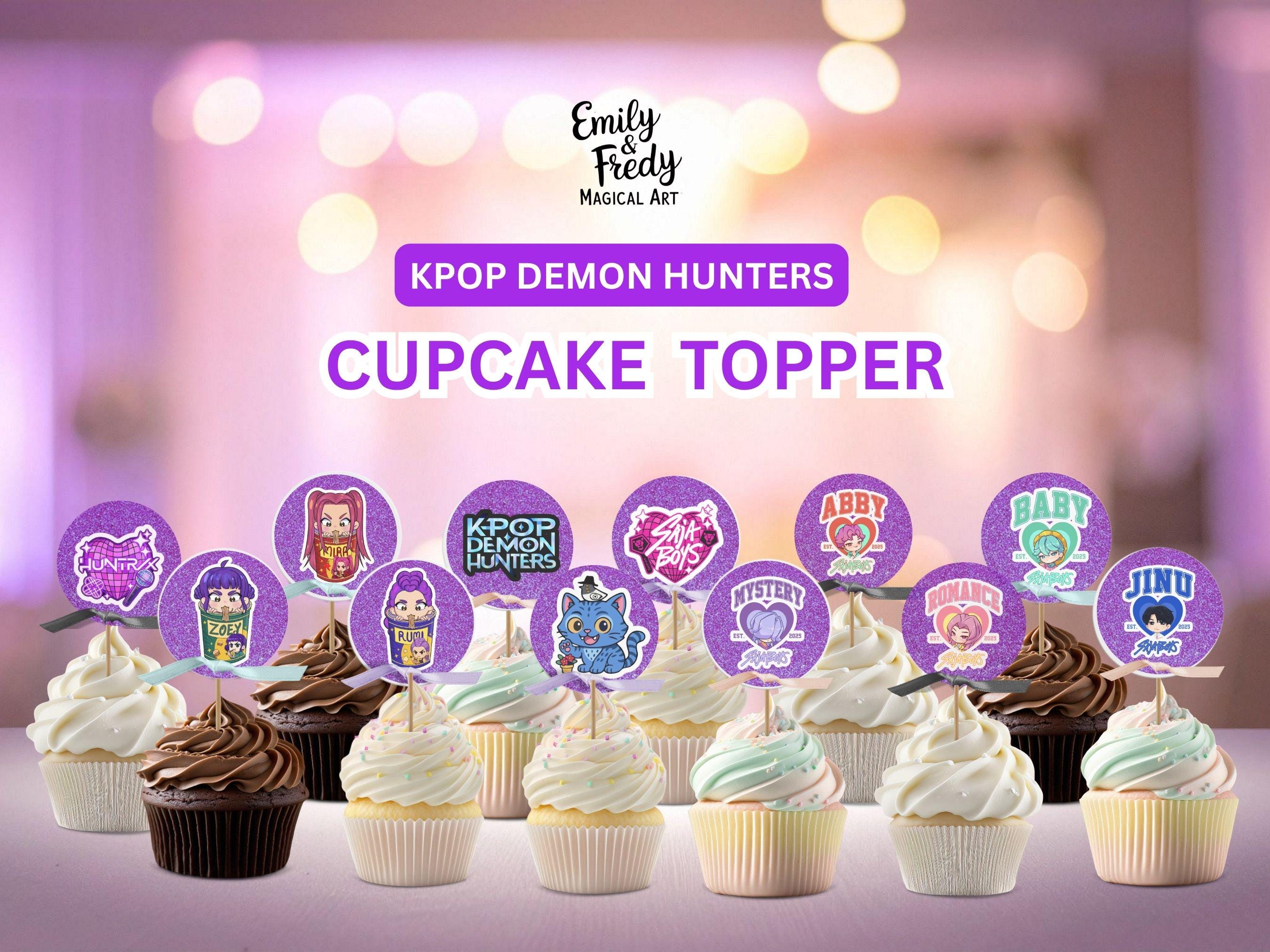 KPOP Demon Hunters Cupcake Topper | Purple Birthday Party (editable PDF ...