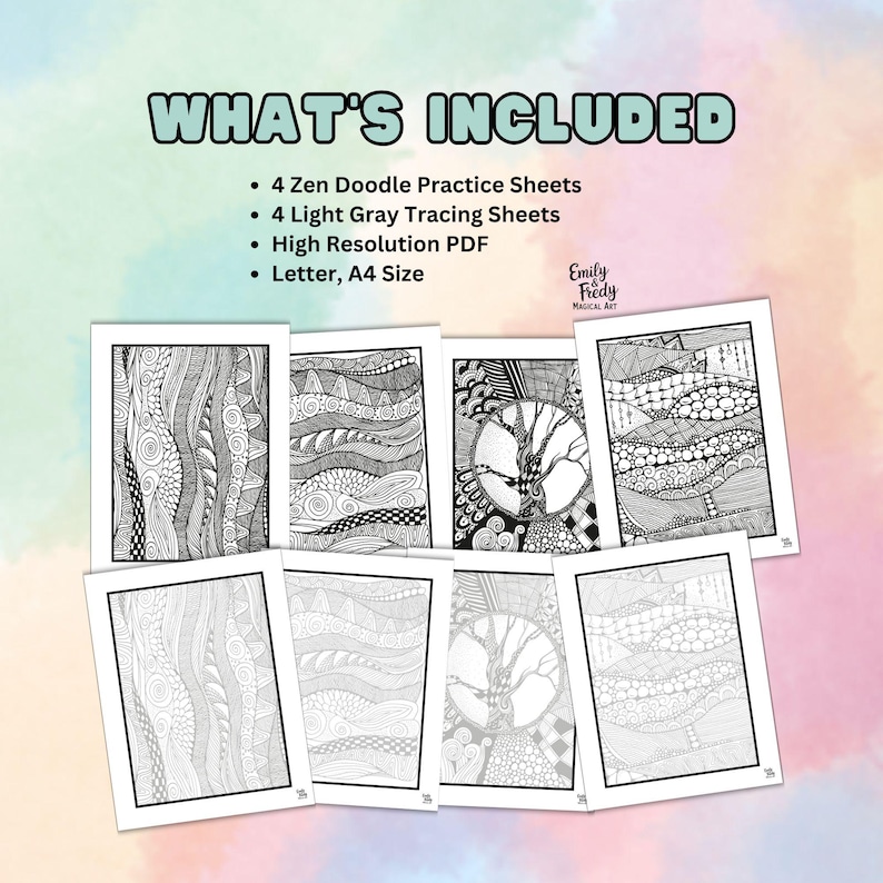 Zen Doodle Practice Sheets + Tracing Pages | Printable PDF | Zentangle ...