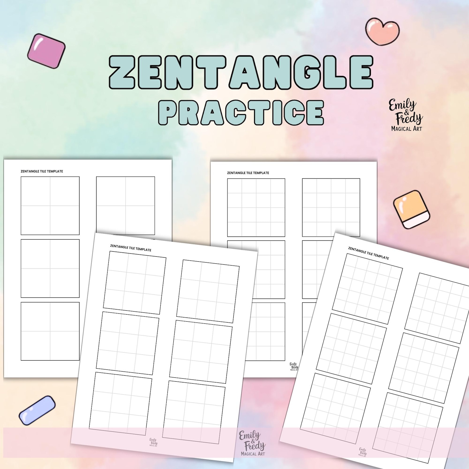 Zentangle Practice Sheets | Beginner Tracing Templates (printable PDF ...