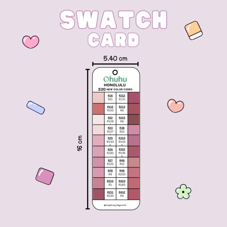 Ohuhu Honolulu 320 Marker Swatch Chart: New Codes, Printable Color ...