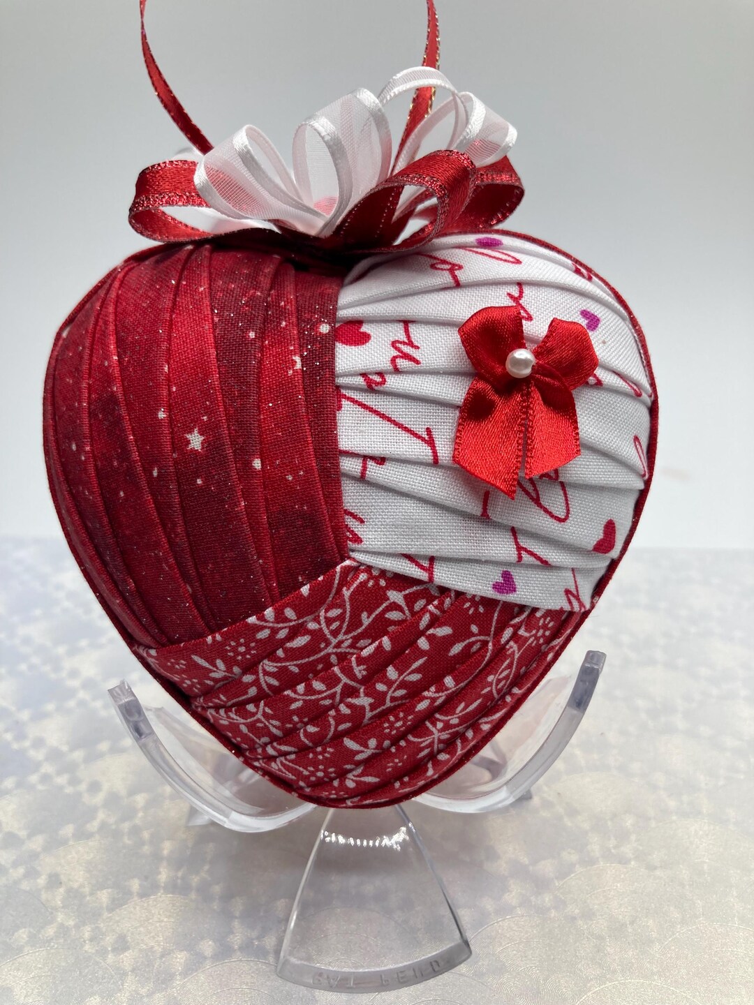 Valentine Day Gift - a Heart Shaped Folded Fabric Quilted Ornament - Etsy