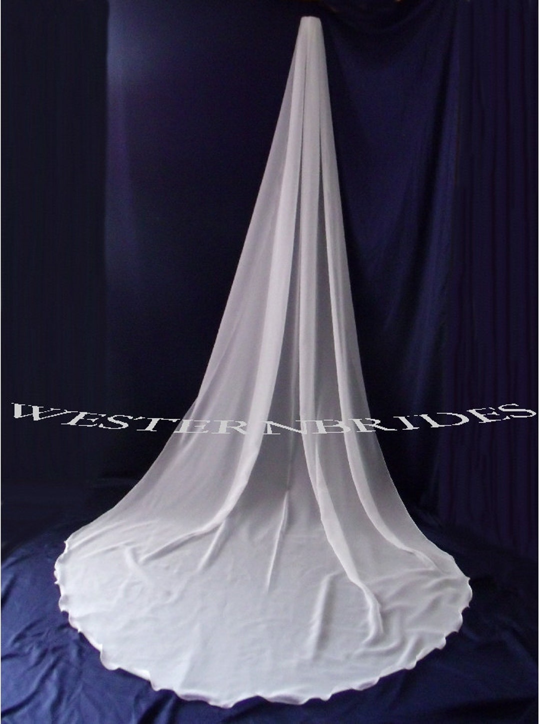 Cathedral Chiffon Veil. White or Ivory Your Choice. OTHER LENGTHS Available, Shoulder, Elbow ...