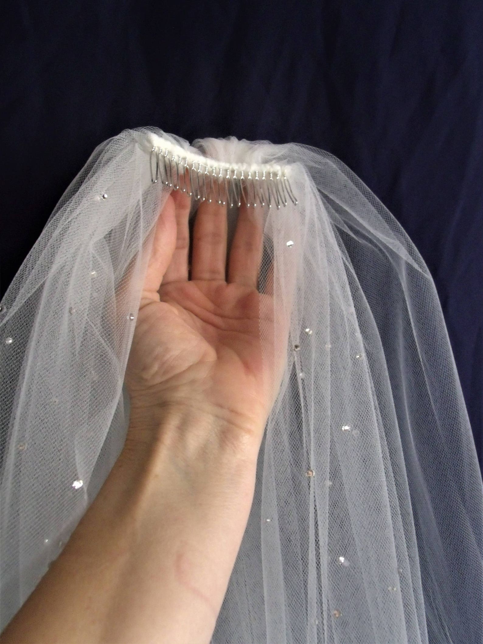 4 Tier Veil Ivory Veil White Veil Veil With Crystals - Etsy