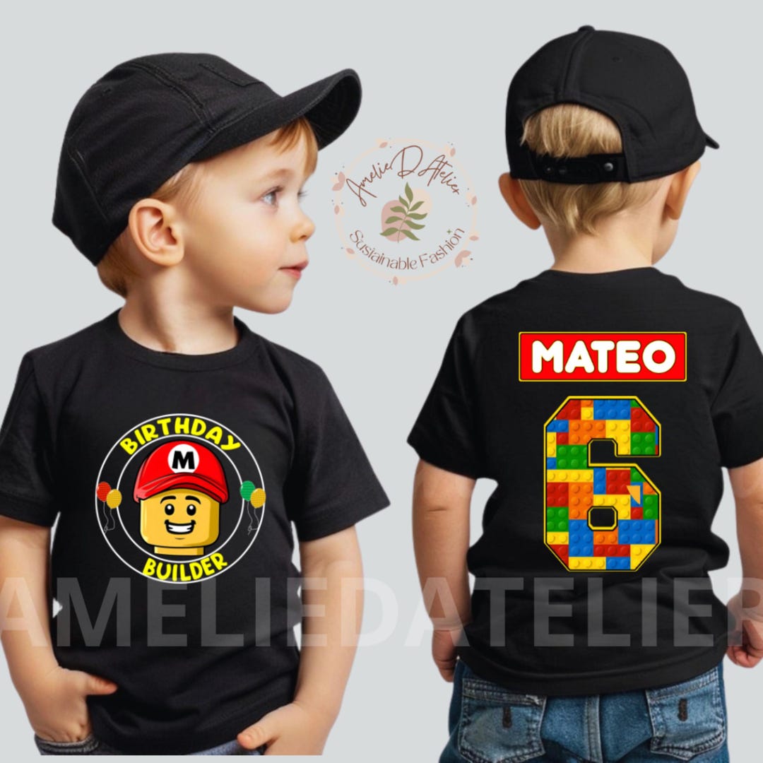 Custom Birthday Builder Shirt, Personalized Building Blocks Birthday ...