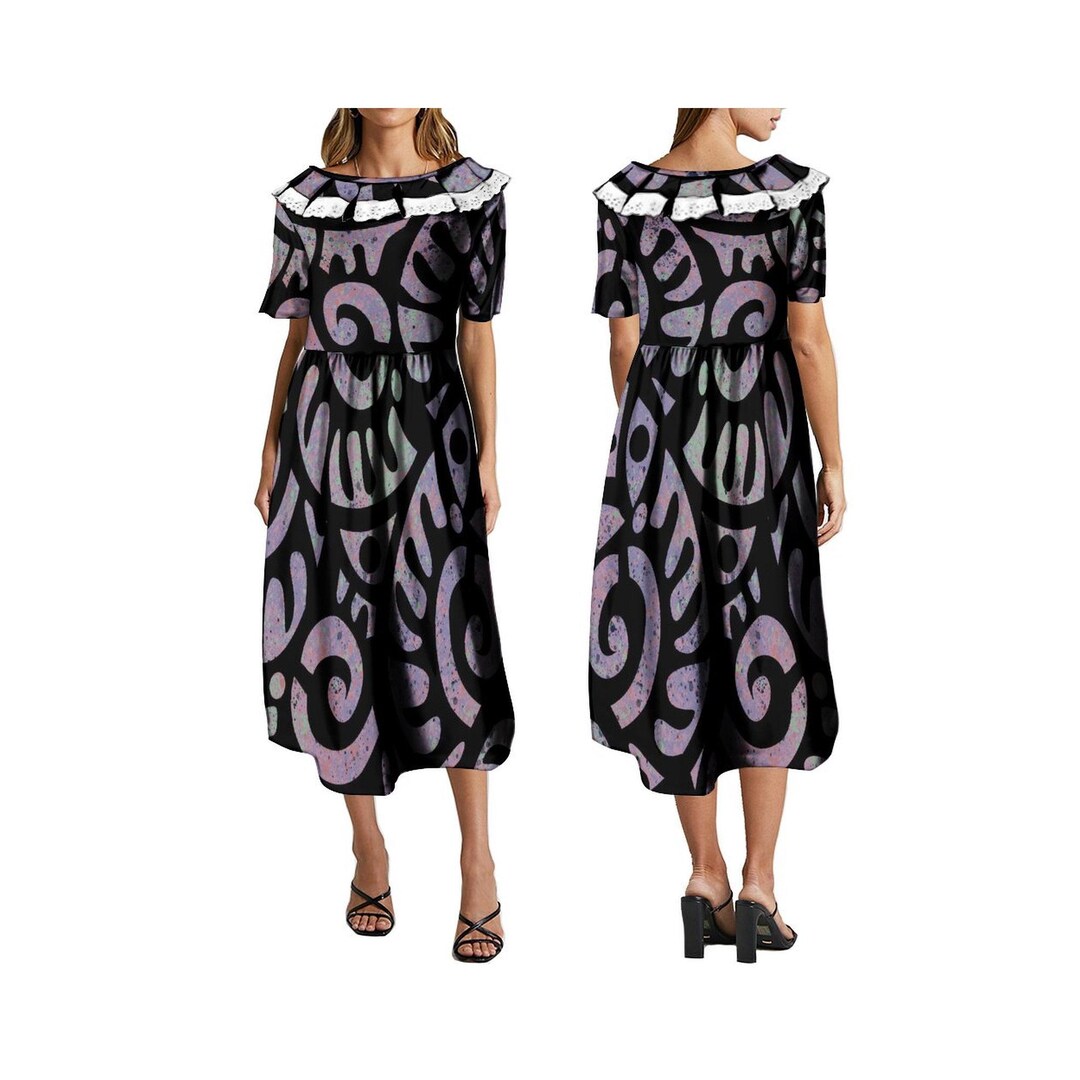 Custom Polynesian Tribal Samoan Ruffle Dress Island Dress Large Size ...