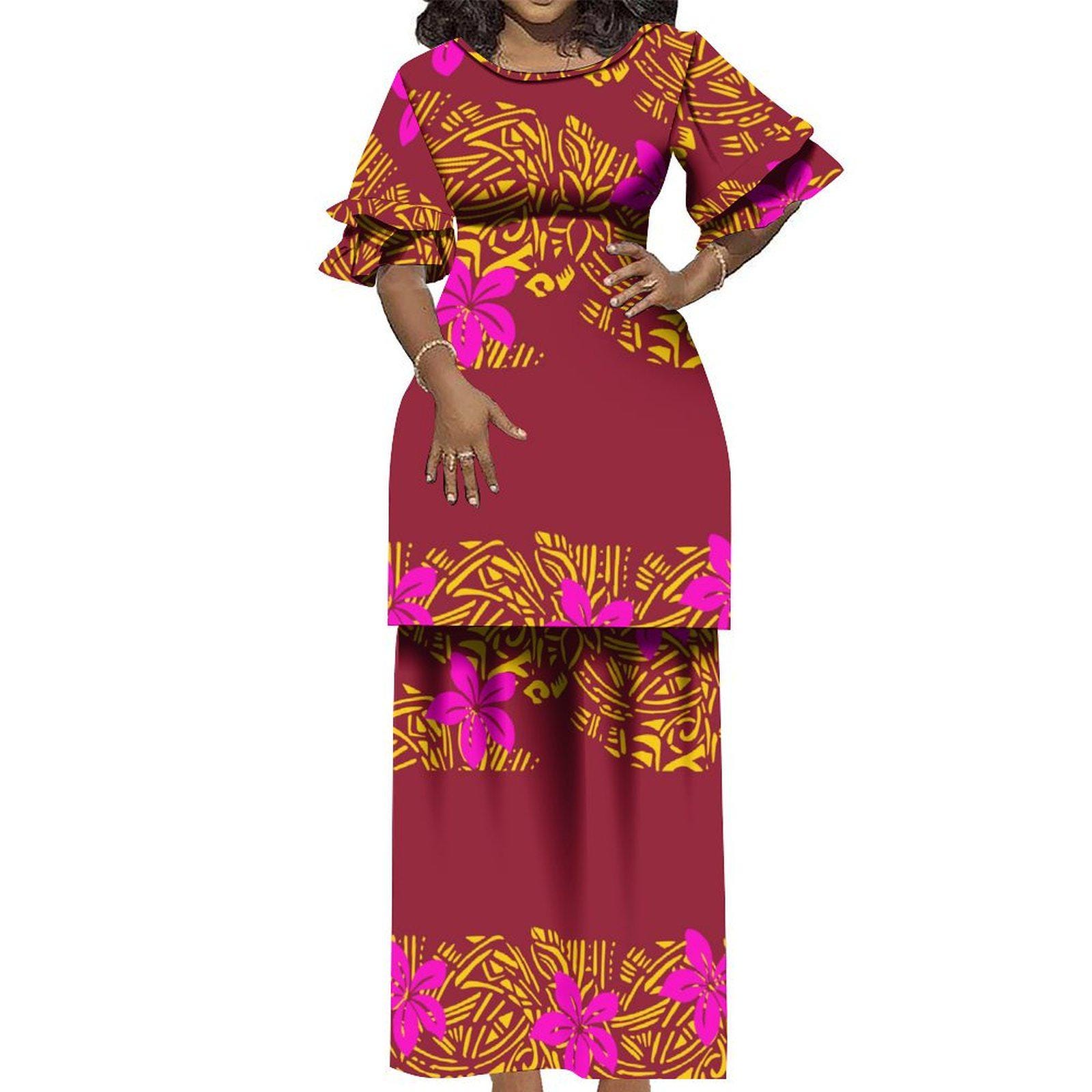 Tax Included New Style Polynesian Ruffle Sleeve Crew Neck Samoan ...