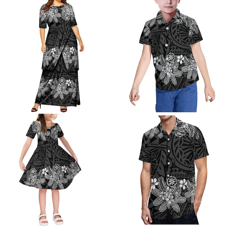 Plus Size Women Half Sleeve Dress Customized Samoan Puletasi Set ...
