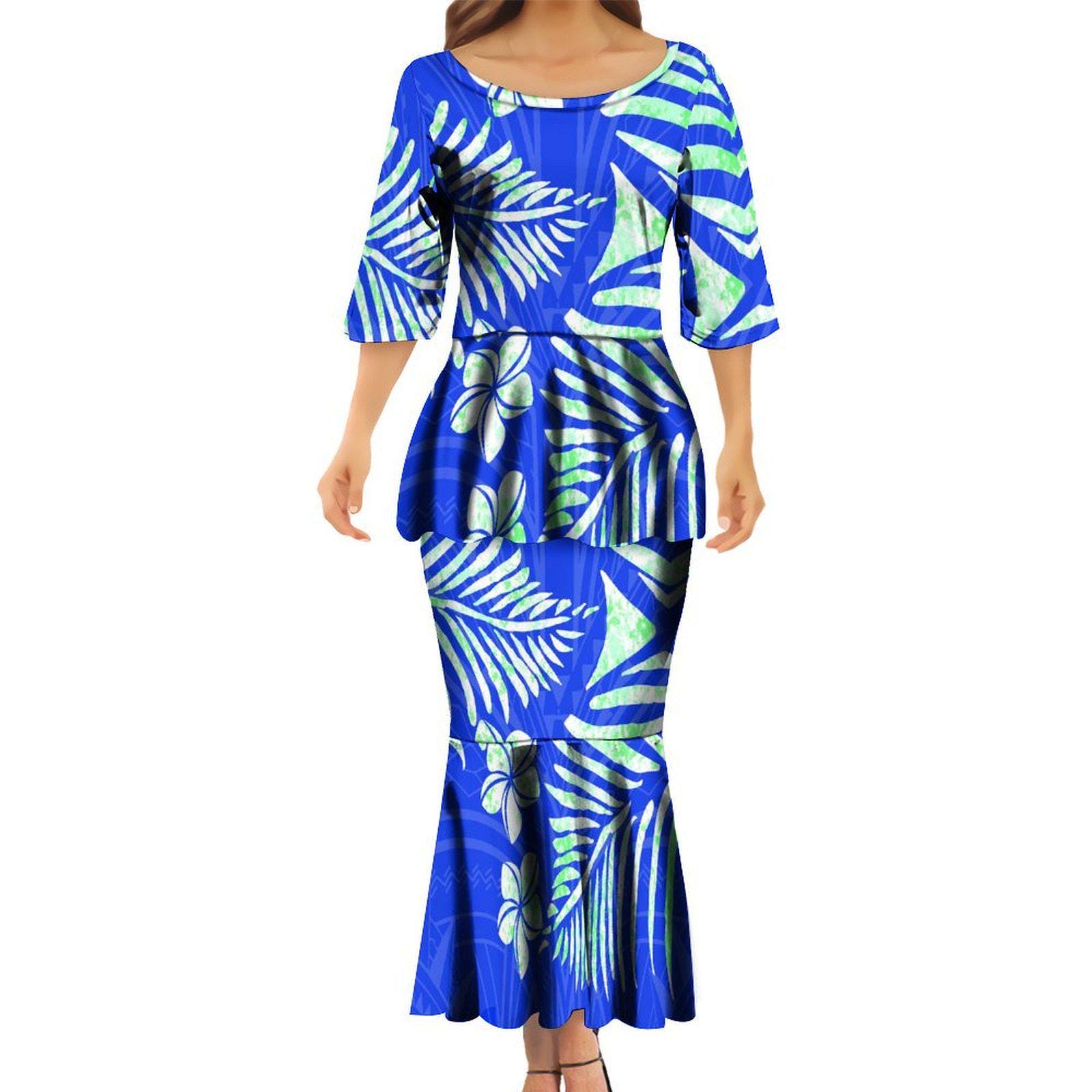 Polynesian Sublimation Print Tops and Skirt Mermaid Dress Elegant ...