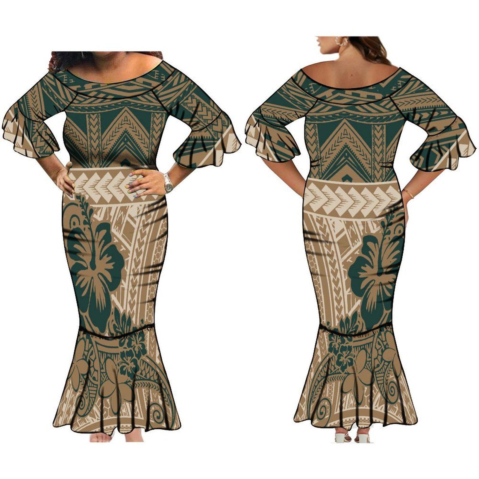 Polynesian Lady Elegant Mermaid Dress New Hawaii Custom Print Women ...