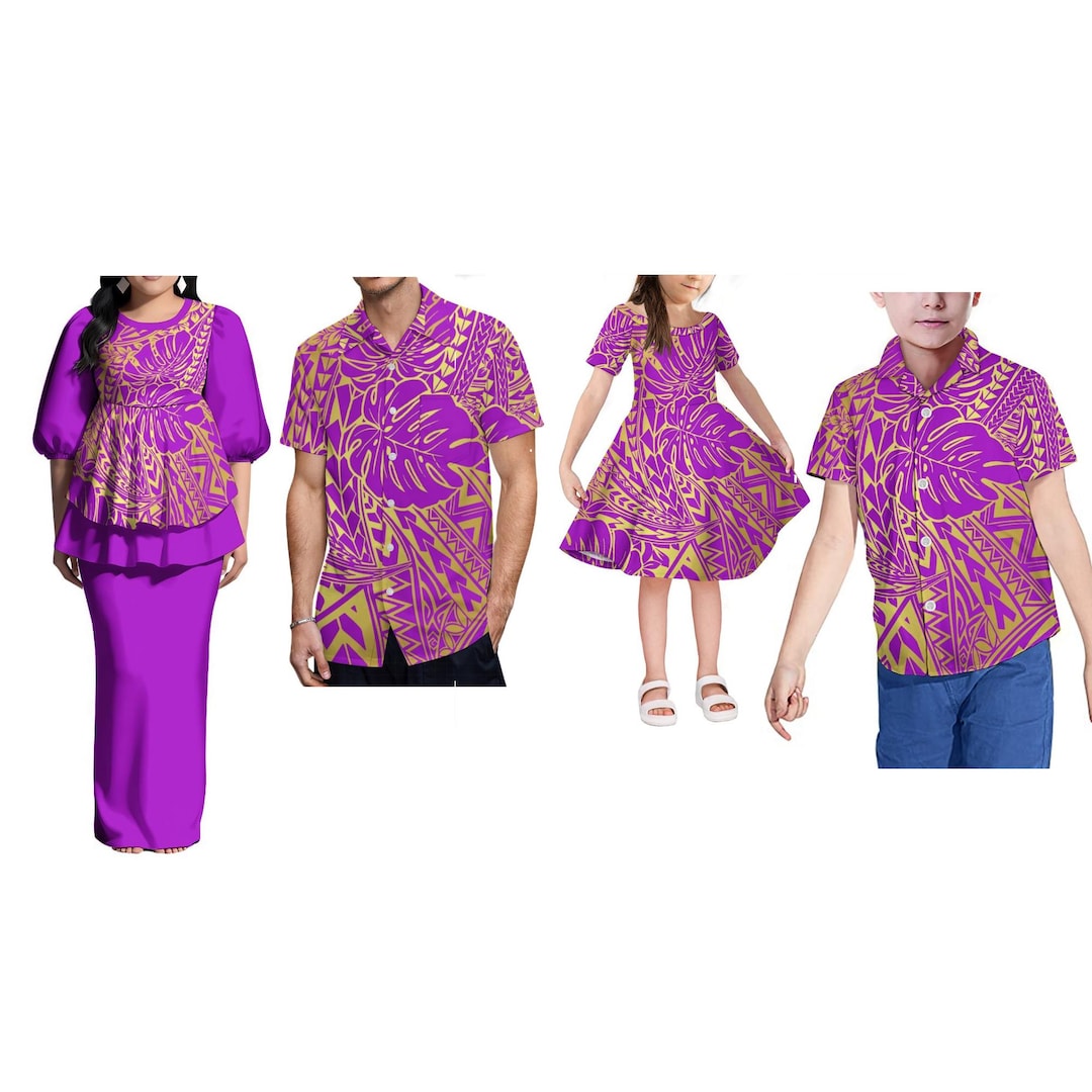 New Custom Plus Size Women Half Sleeve Dress Samoan Puletasi Dress and ...