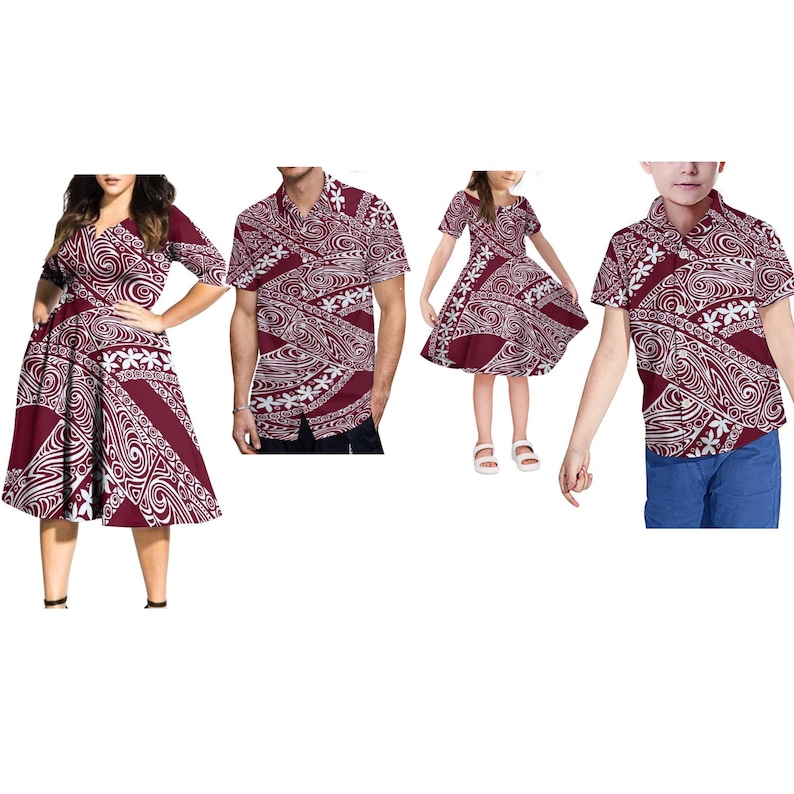 Custom Polynesian Tonga Tribal Design Matching Family Outfits Print ...