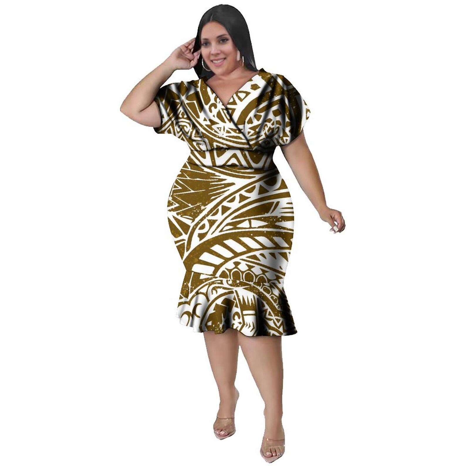 1 MOQ Custom Samoan Polynesian Tribal Retro Style Dress Ladies Plus ...