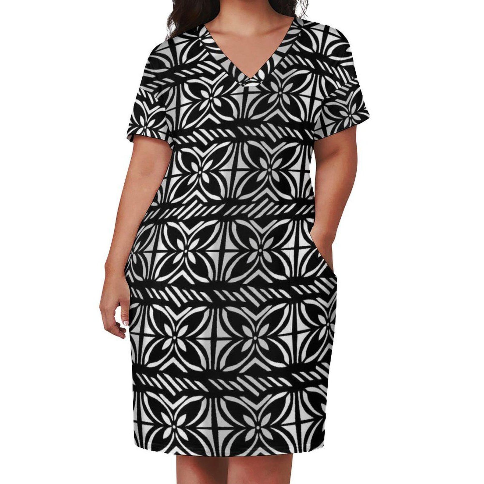 1 MOQ Custom Samoan Island Art Summer Polynesian Women Dress V-neck ...