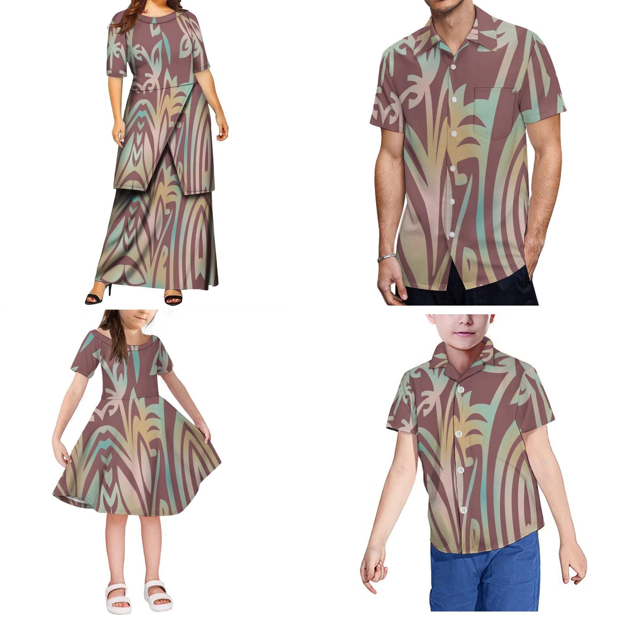 Plus Size Women Half Sleeve Dress Customized Samoan Puletasi Set ...