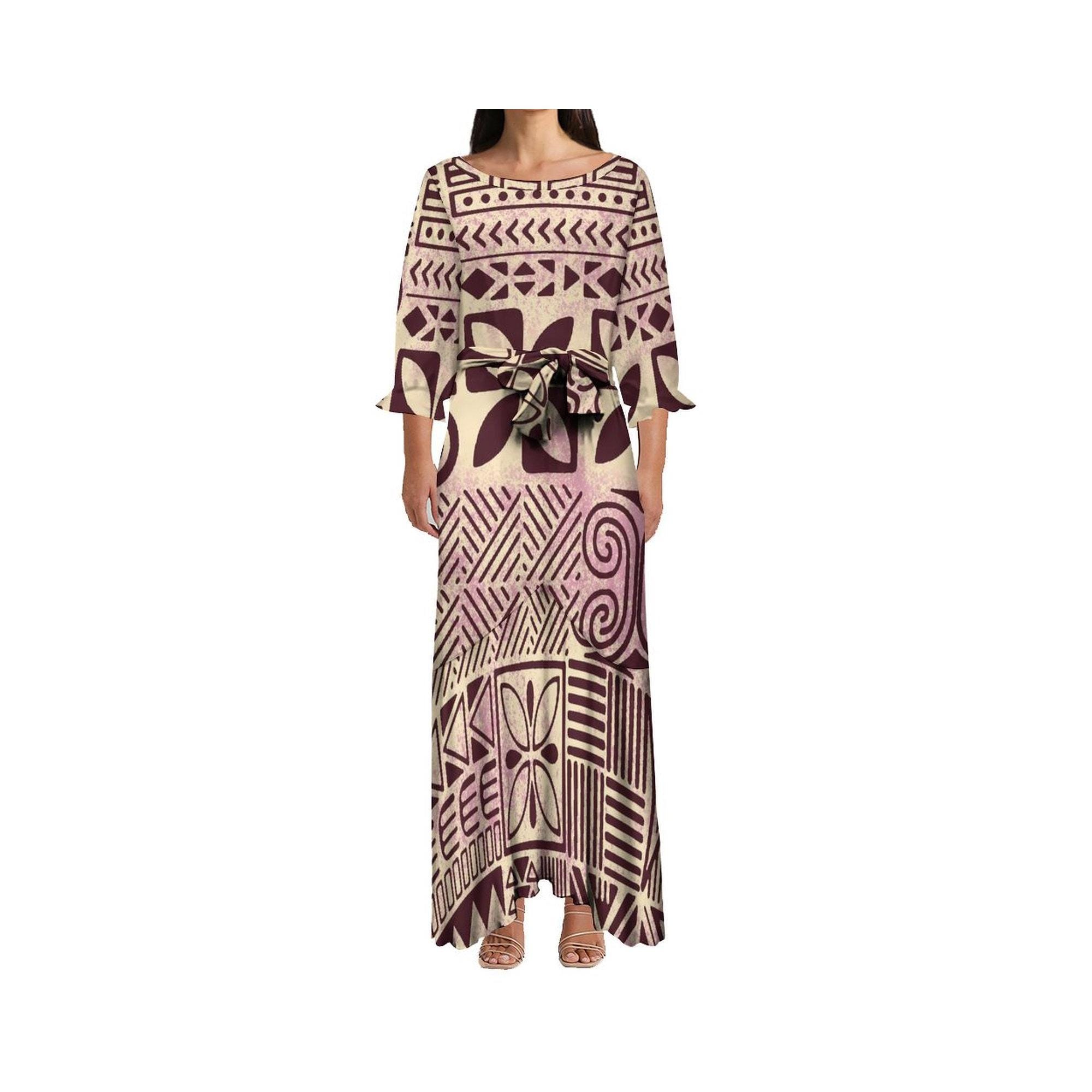 New Hawaii Lace-up Long Maxi Mermaid Dress Polynesian Womens Clothing ...