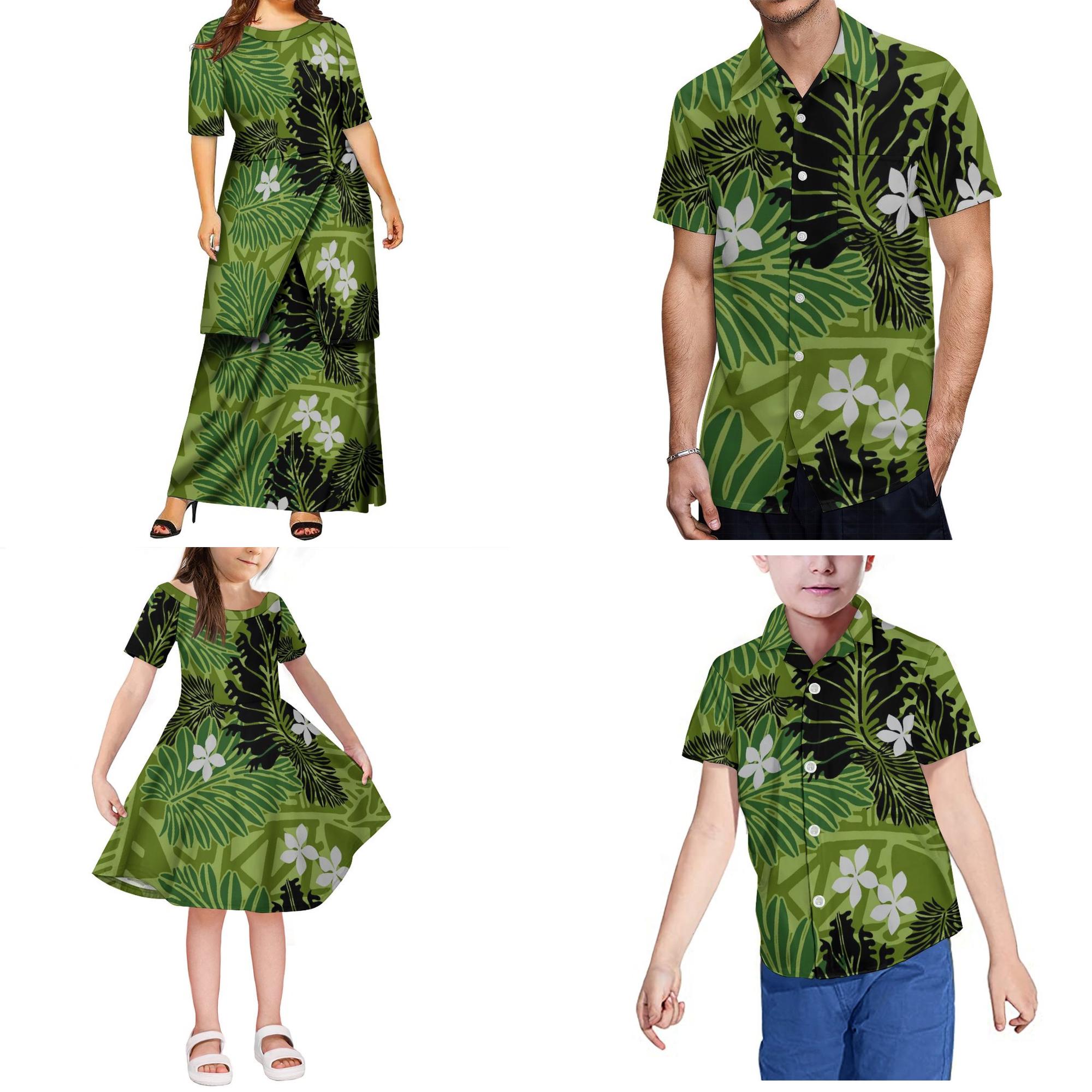 Plus Size Women Half Sleeve Dress Customized Samoan Puletasi Set ...