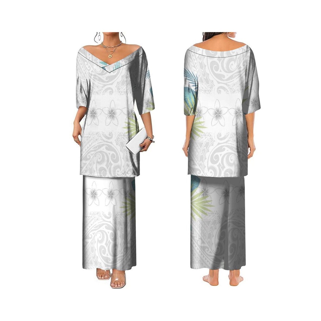 No Minimum Big People Polynesian Hawaii Tribal V-neck Puletasi Dress ...