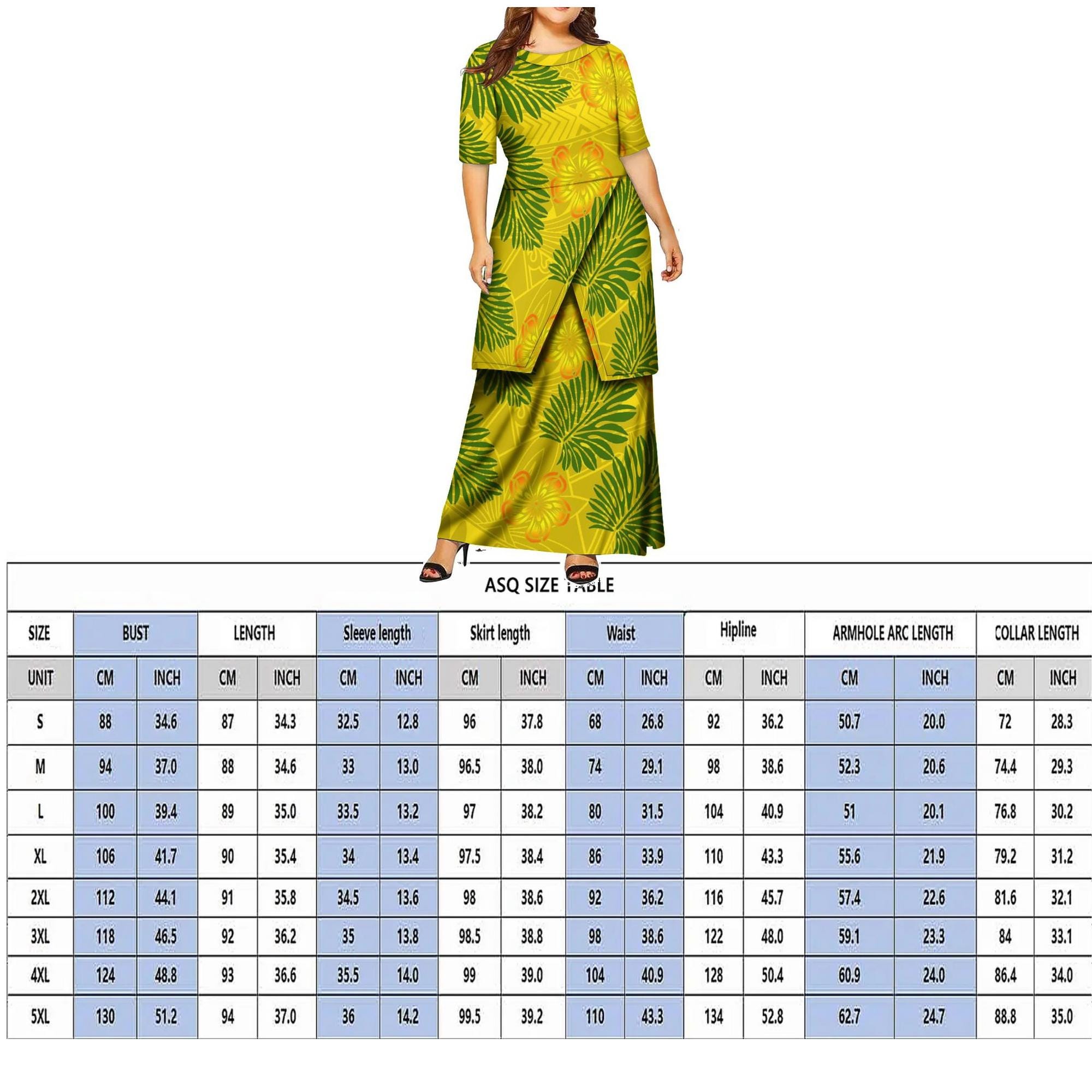 Plus Size Women Half Sleeve Dress Customized Samoan Puletasi Set ...