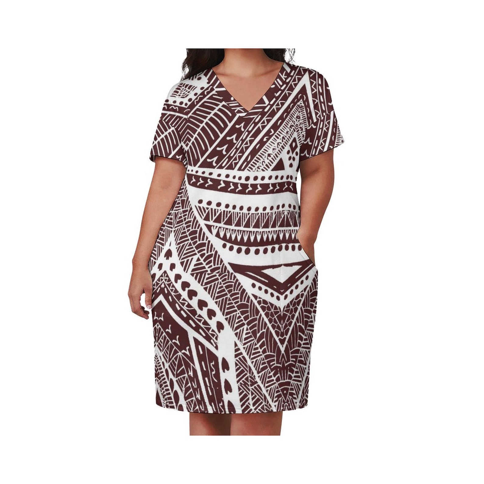 1 MOQ Custom Samoan Island Art Summer Polynesian Women Dress V-neck ...