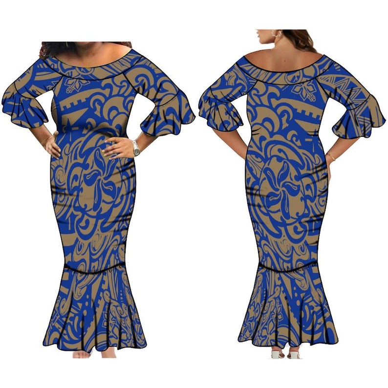 Polynesian Lady Elegant Mermaid Dress New Hawaii Custom Print Women ...