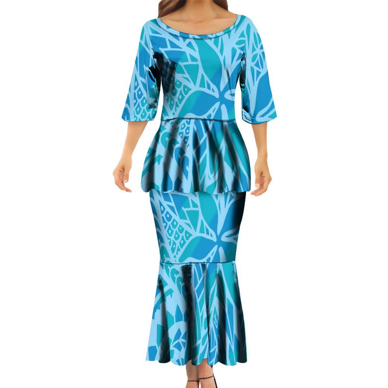Polynesian Sublimation Print Tops and Skirt Mermaid Dress Elegant ...
