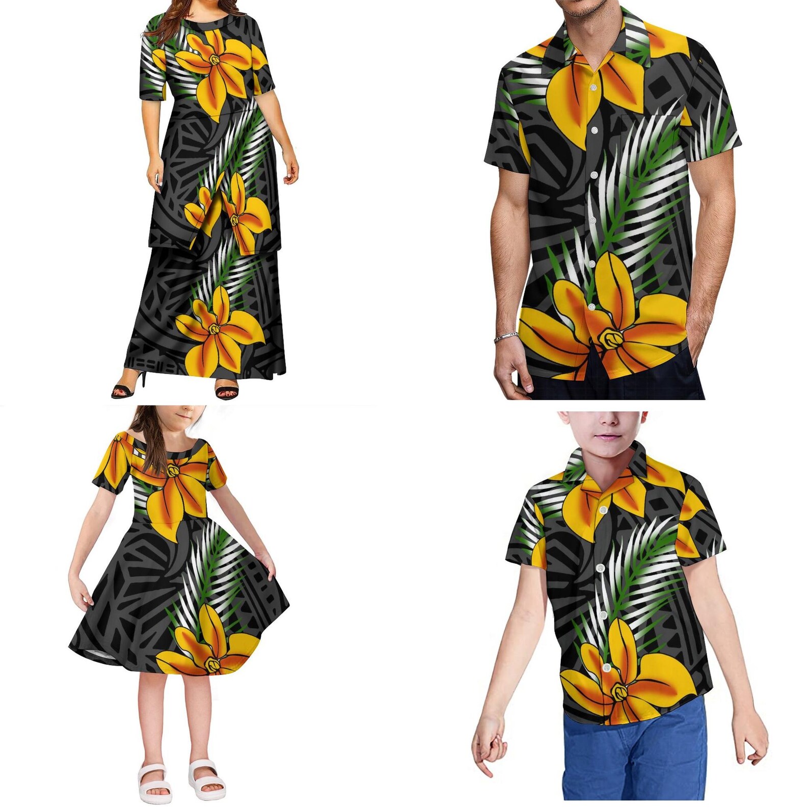 Plus Size Women Half Sleeve Dress Customized Samoan Puletasi Set ...