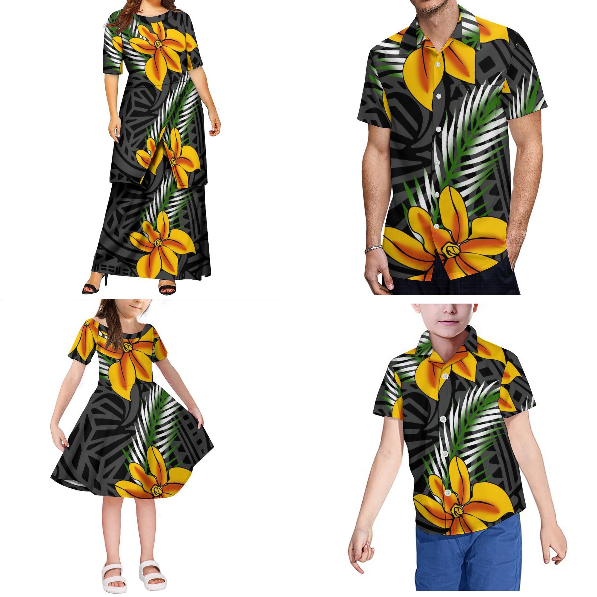 Plus Size Women Half Sleeve Dress Customized Samoan Puletasi Set ...