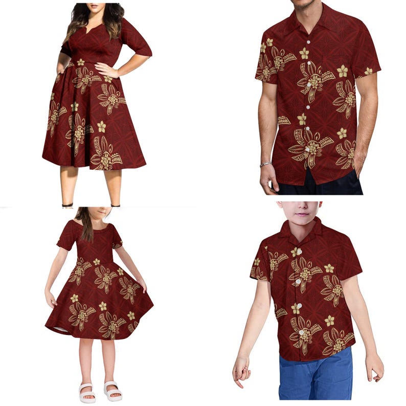 Custom Polynesian Tonga Tribal Design Matching Family Outfits Print ...