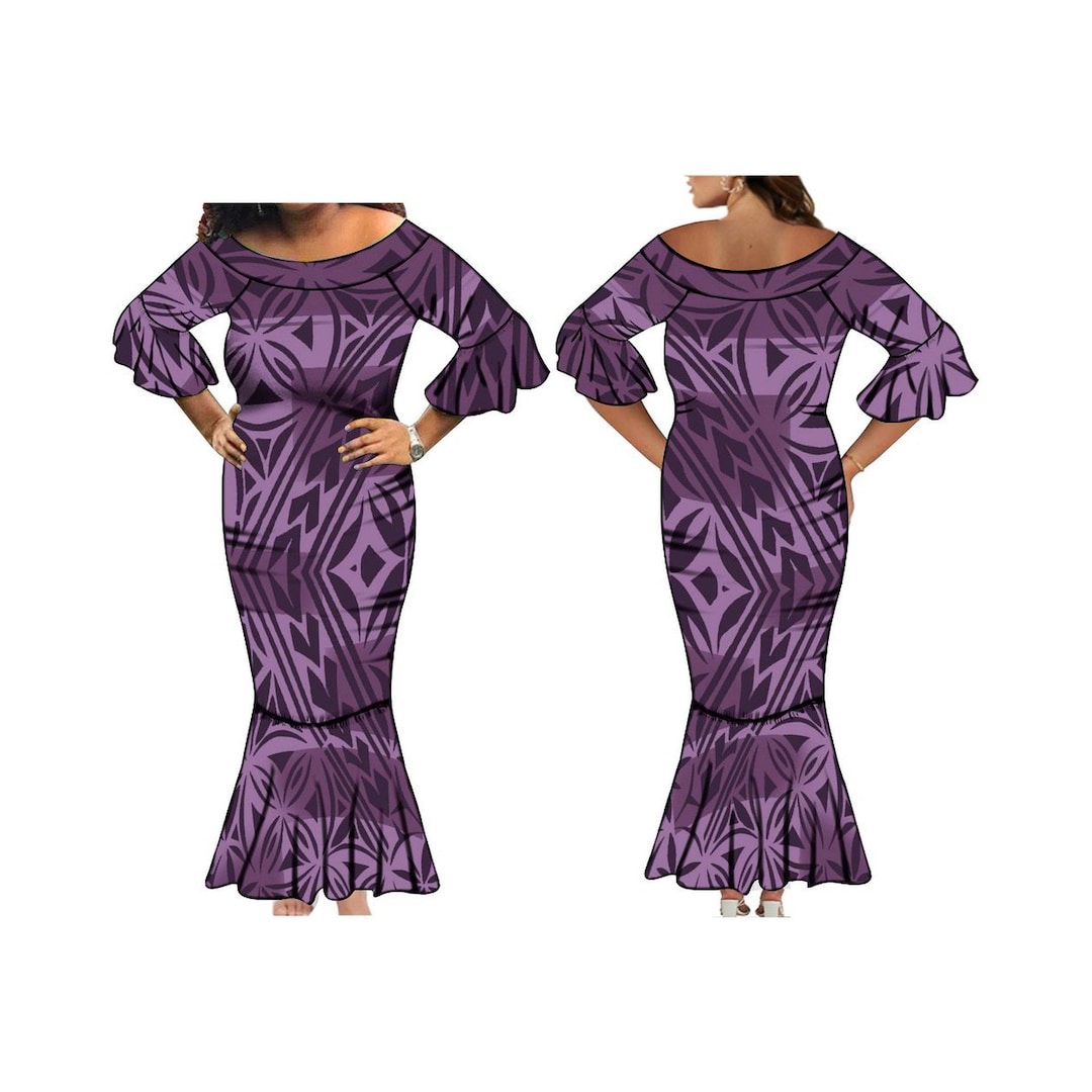Polynesian Lady Elegant Mermaid Dress New Hawaii Custom Print Women ...