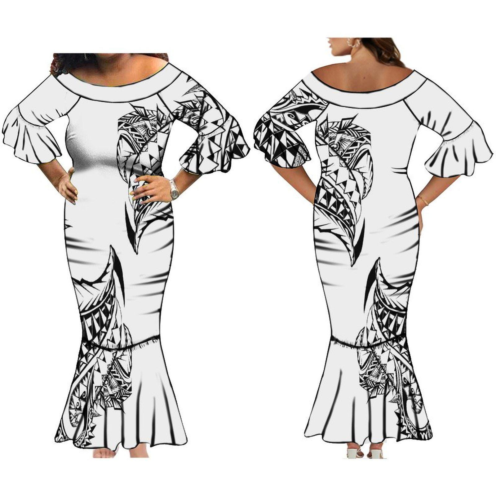 Polynesian Lady Elegant Mermaid Dress New Hawaii Custom Print Women ...