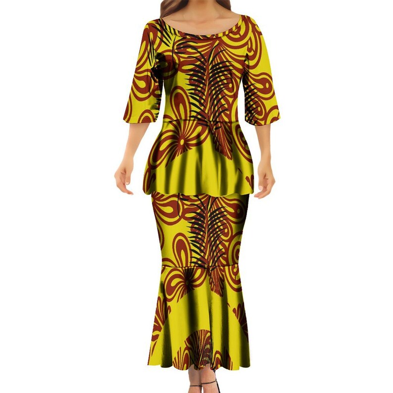 Polynesian Sublimation Print Tops and Skirt Mermaid Dress Elegant ...