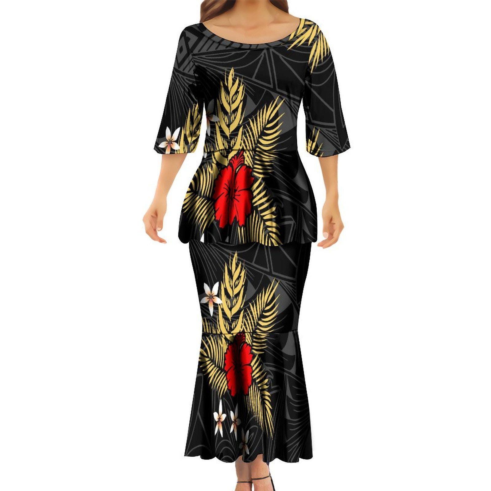 Polynesian Sublimation Print Tops and Skirt Mermaid Dress Elegant ...