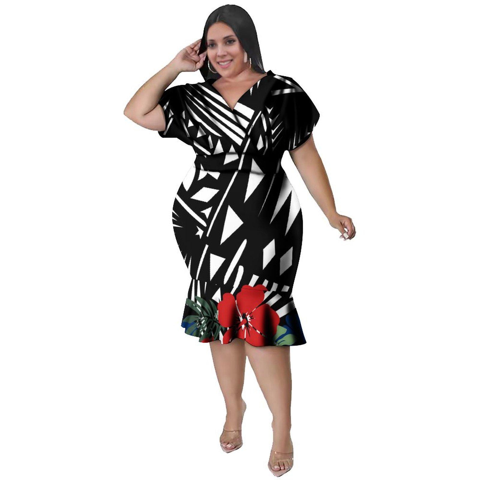 1 MOQ Custom Samoan Polynesian Tribal Retro Style Dress Ladies Plus ...