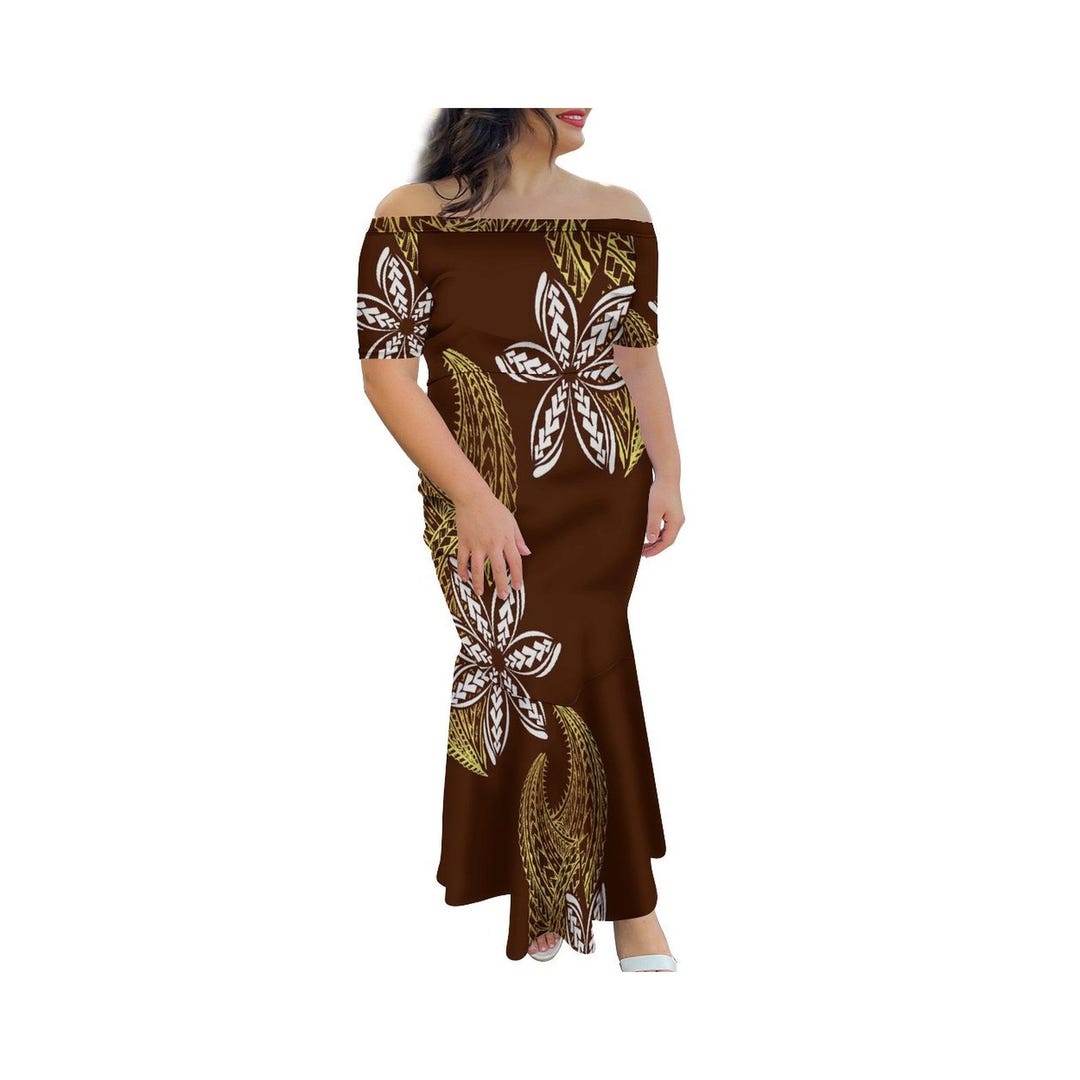 2024 New Design Custom Tonga Polynesian Tribal off Shoulder Fishtail ...
