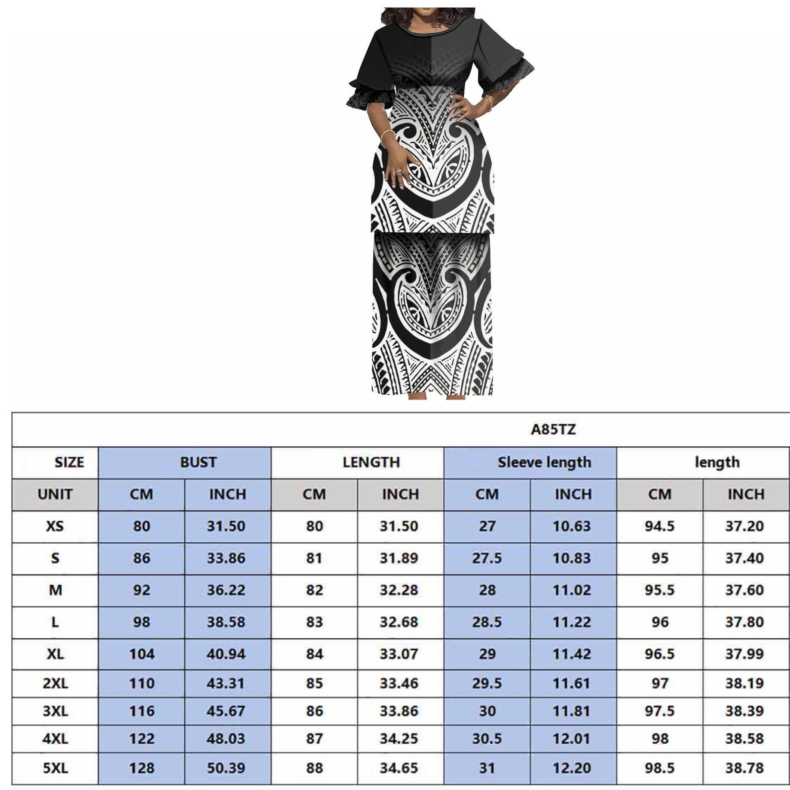 Tax Included New Style Polynesian Ruffle Sleeve Crew Neck Samoan ...